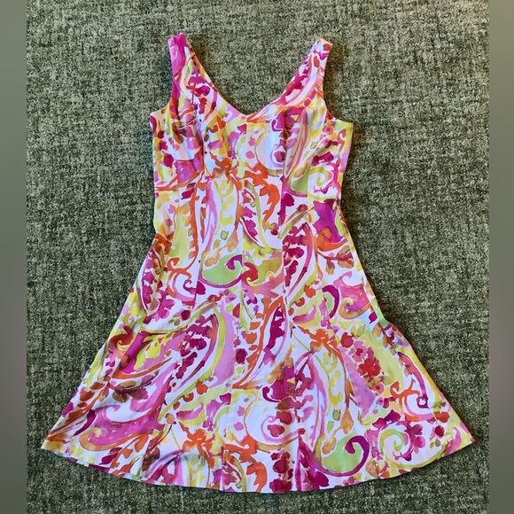 Chaps | Dresses | Bright Pink And Green Sun Dress Chaps Size 2 | Poshmark